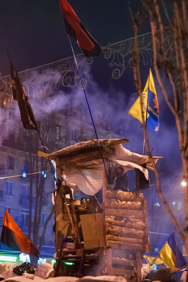 Kyiv, Ukraine - December 21, 2013:Checkpoint in Ukraine on the ...