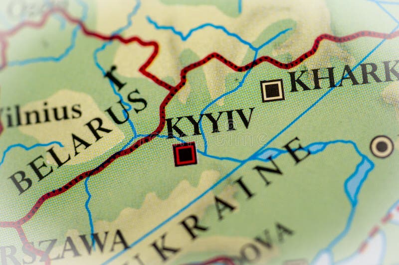 Kyiv, Ukraine Highlighted on a World Map Stock Photo - Image of zoom ...