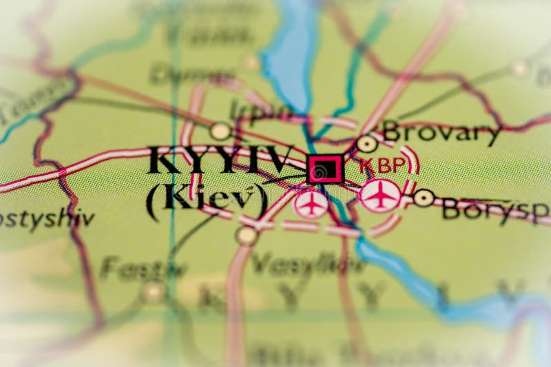 Kyiv, Ukraine Highlighted on a World Map Stock Image - Image of marker ...