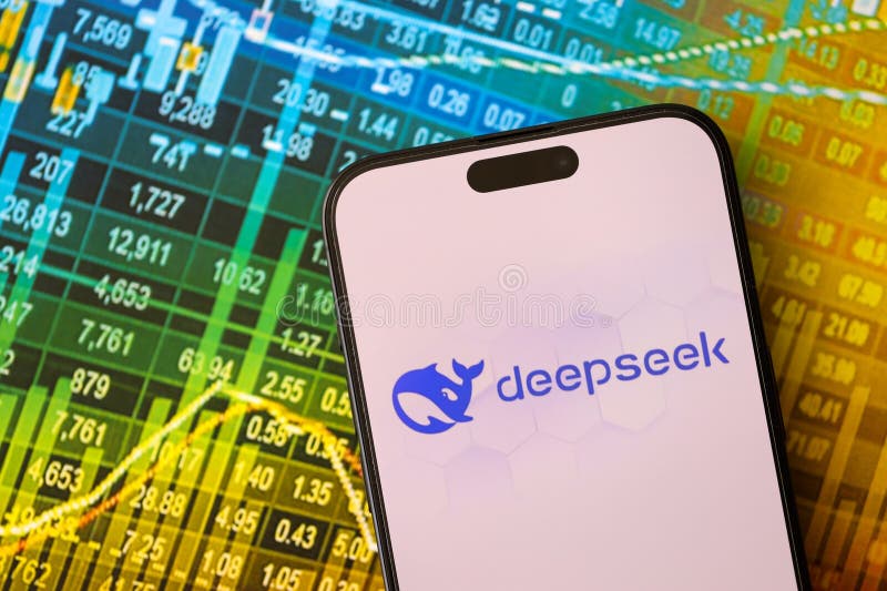 KYIV, UKRAINE - JANUARY 29, 2025 Deepseek AI Assistant Logo on Apple ...