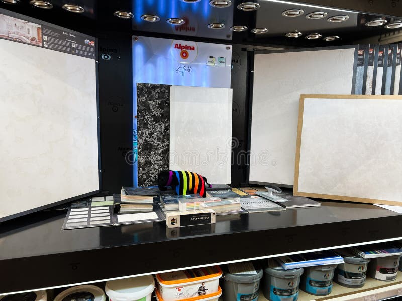 Kyiv, Ukraine - January 10, 2025: Display of Decorative Paint Textures ...