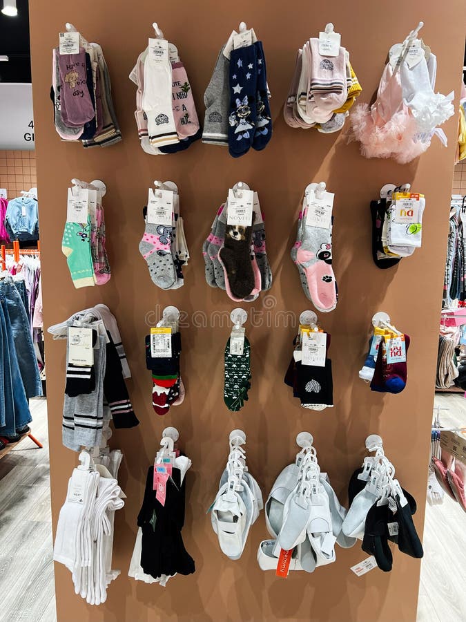 Socks Retail. Assortment of Colorful Socks in Retail Shop Super Socks ...