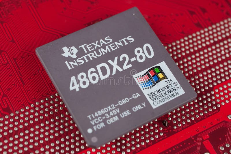 KYIV, UKRAINE - July 28, 2018. Texas Instruments 486DX2 Processor on ...