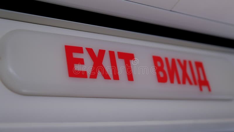 Emergency Exit on the Plane. Emergency Exit Indicator Stock Video ...