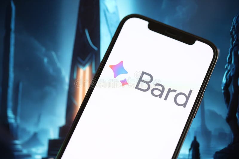 KYIV, UKRAINE - MARCH 17, 2024 Google Bard Logo on IPhone Display Screen with Background of ...