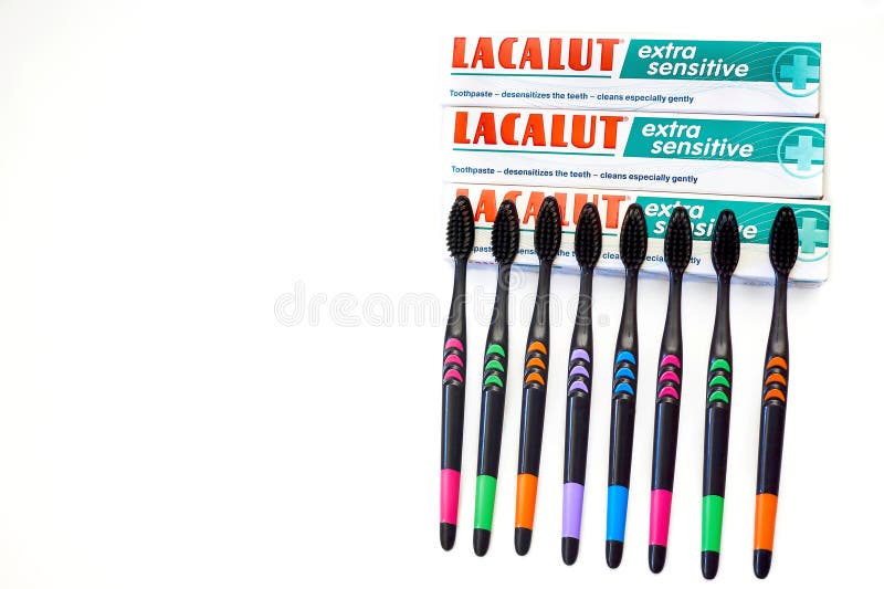 Kyiv, Ukraine. May 01.2023. Toothpaste Lacalut Desensitizing Teeth ...