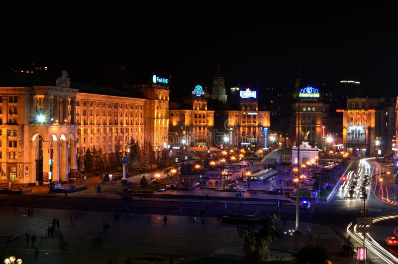 KYIV, UKRAINE - NOVEMBER 10: Night Panorama of Mai Editorial ...