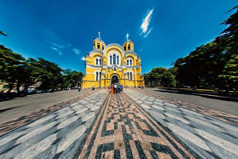 Kyiv, Ukraine - October 10, 2018:Church with a Yellow Facade in Kyiv ...