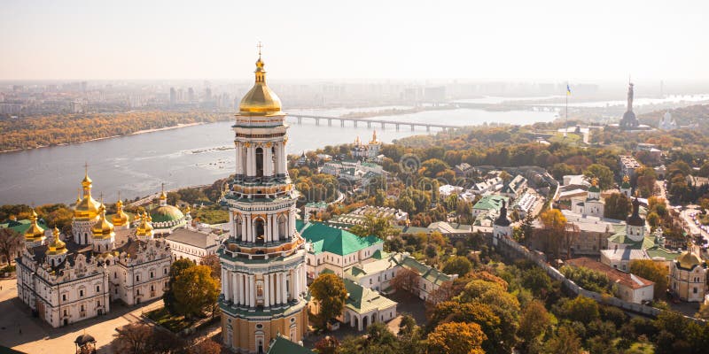 Kyiv Pechersk Lavra in Kyiv. View from Drone Editorial Photography ...