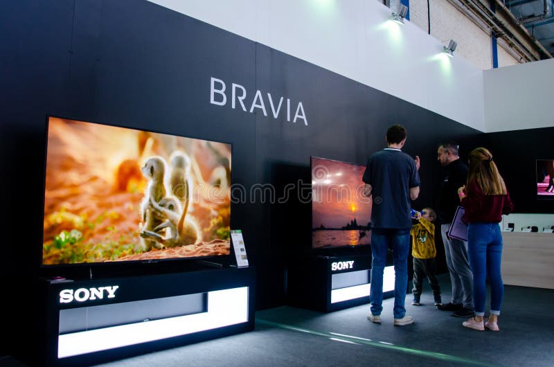 Sony Bravia Logo on Booth at CEE 2017 in Kiev, Ukraine. Editorial ...