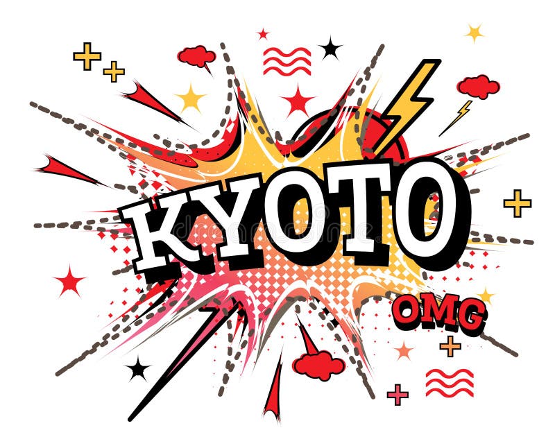 Kyoto Comic Text in Pop Art Style Isolated on White Background Stock ...