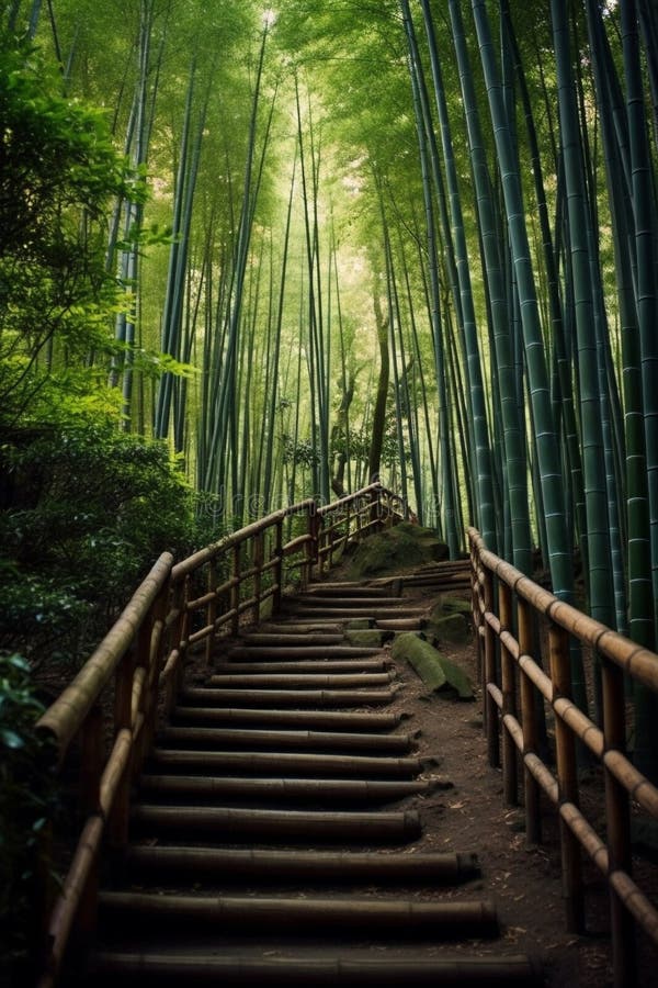 Kyoto Japan Bamboo Forest Path. Generative Ai Stock Illustration ...