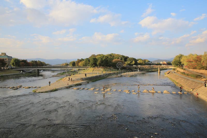 Kyoto, Japan Kamo River in Fall Seaon Stock Photo - Image of japan ...