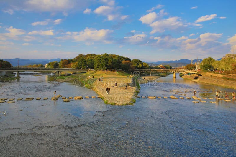 Kyoto, Japan Kamo River in Fall Seaon Stock Image - Image of city ...