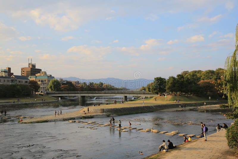 Kyoto, Japan Kamo River in Fall Seaon Editorial Photo - Image of ...