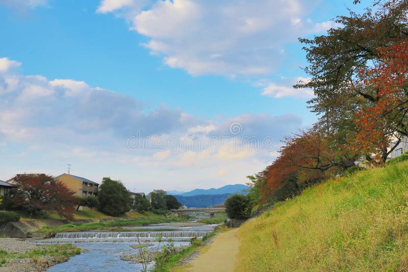Kyoto, Japan Kamo River in Fall Seaon Stock Image - Image of travel ...
