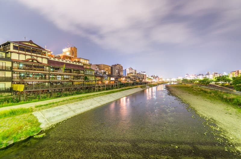 Kyoto, Japan. Sunset View of Cityscape Along River Stock Photo - Image ...