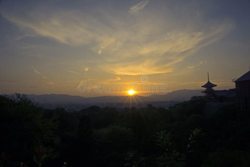 Japan, Kyoto, Panoramic City View at Sunset Stock Image - Image of ...