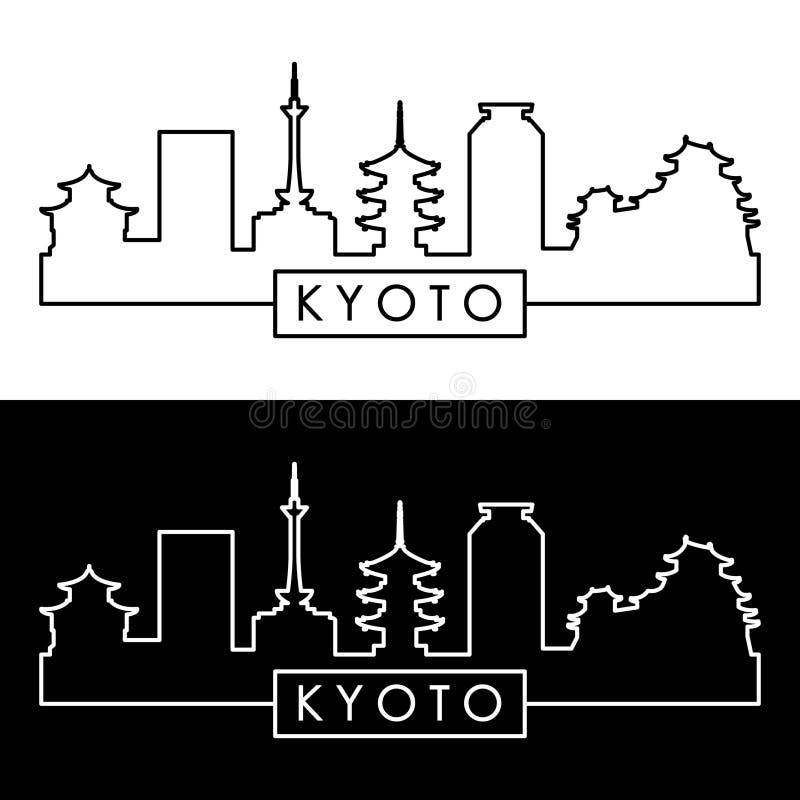 Kyoto Skyline. Linear Style Stock Vector - Illustration of kansai ...