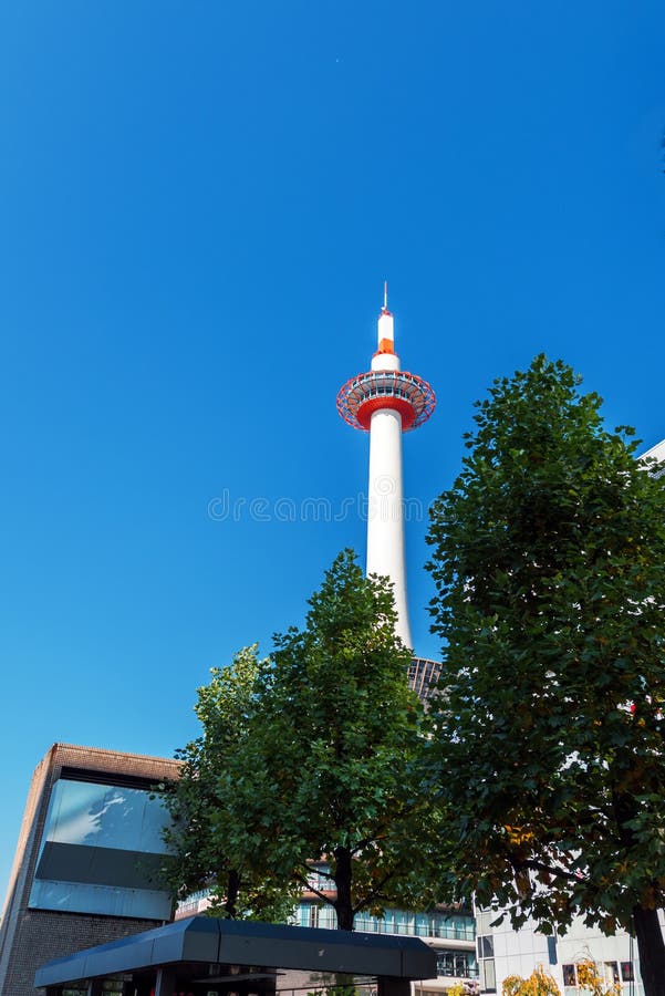 Kyoto Tower on Blue Sky Background, Kyoto in Japan. Copy Space for Text ...