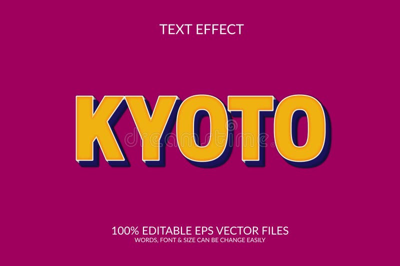 Kyoto Vector Eps 3d Text Effect Design. Stock Illustration ...