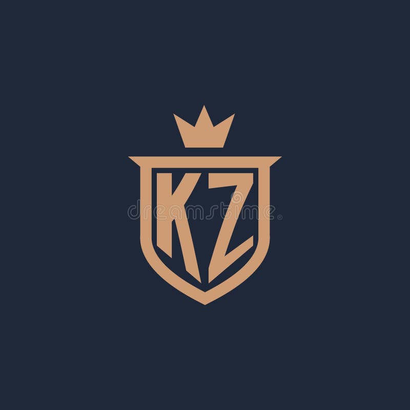 KZ Monogram Initial Logo with Shield and Crown Style Stock Vector ...