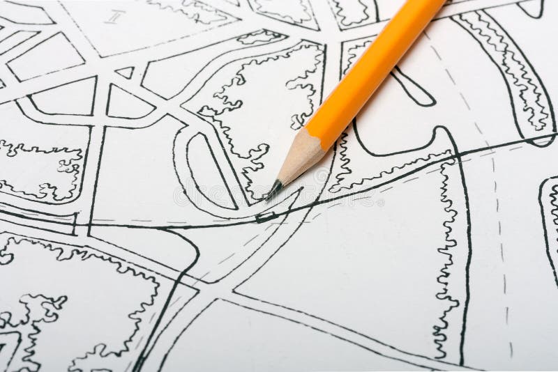 Lápiz para dibujar el mapa imagen de archivo. Imagen de negocios - 45762937