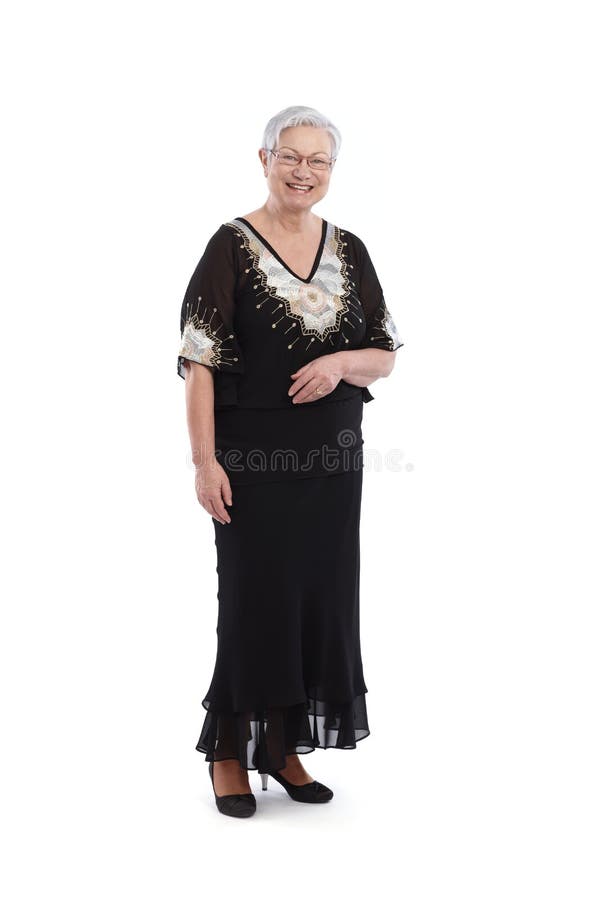 Lächelnde Alte Dame Im Abendkleid Stockbild - Bild von erwachsener ...