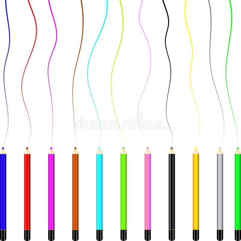 Línea De Lápices Coloreados Ilustración del Vector - Ilustración de ...