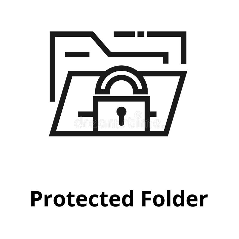 Línea Icono De La Carpeta De Cripted Stock de ilustración - Ilustración ...