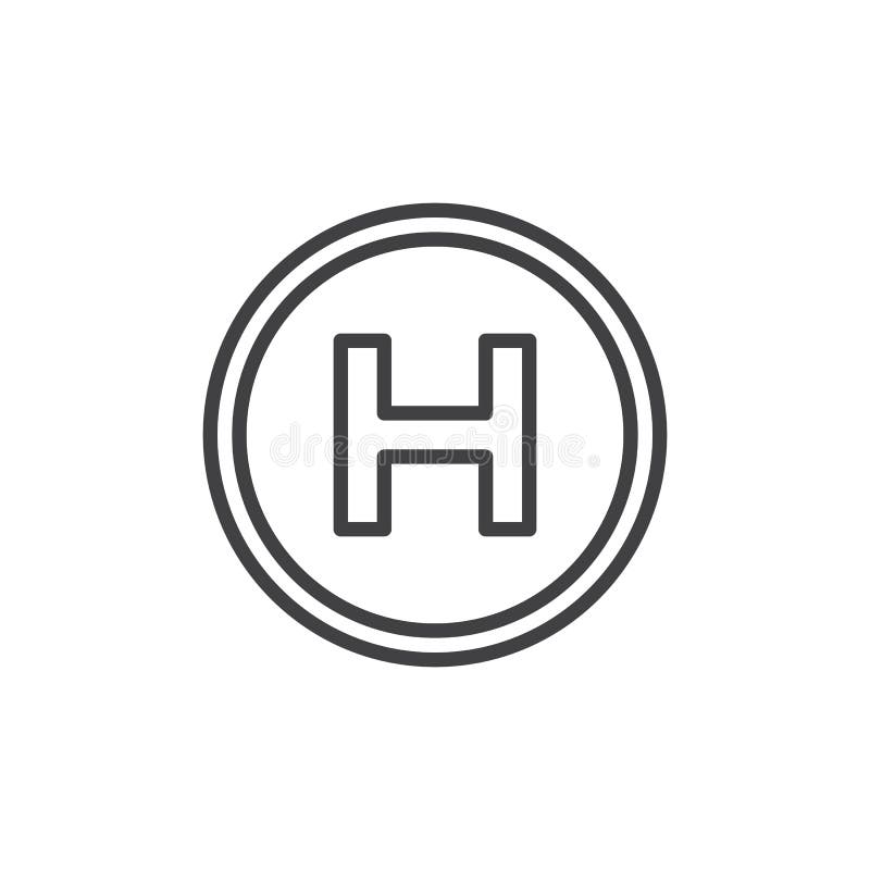 Línea icono del helipuerto ilustración del vector. Ilustración de ...