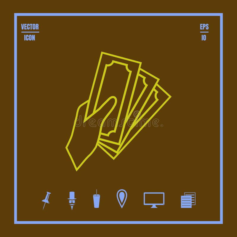 Línea Icono Del Pago Al Contado Del Vector, Ilustración del Vector ...