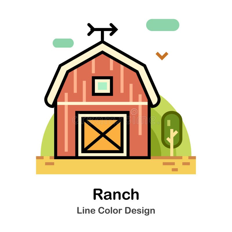 Línea Icono Del Rancho Del Color Ilustración del Vector - Ilustración ...