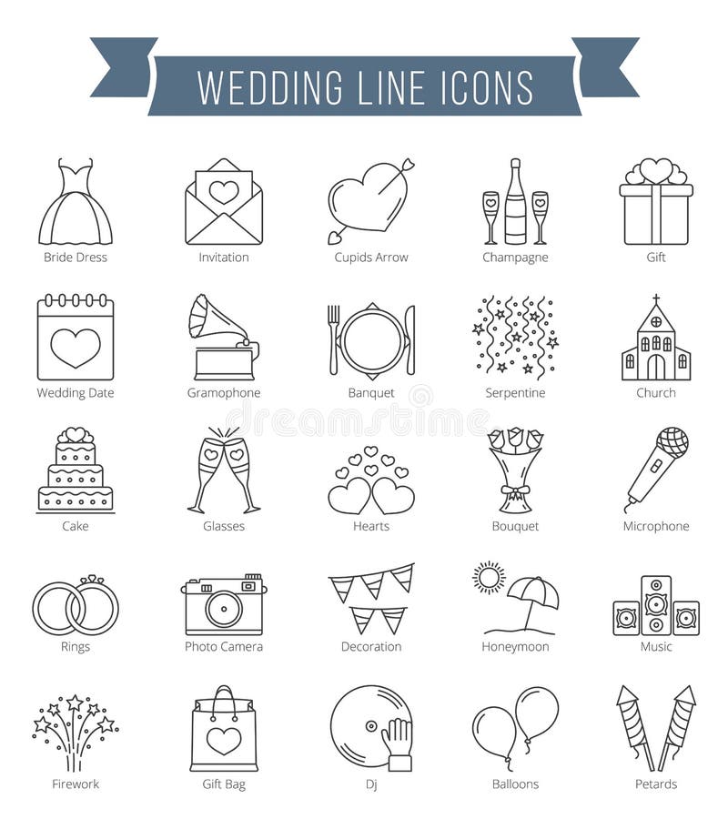 Iconos de la boda ilustración del vector. Ilustración de boda - 10183021