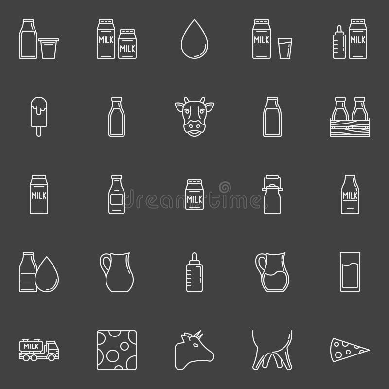 Línea iconos de la leche ilustración del vector. Ilustración de botella ...