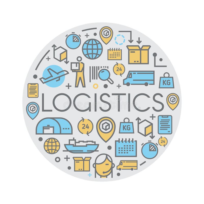 Línea Iconos De La Logística Del Vector Ilustración del Vector ...
