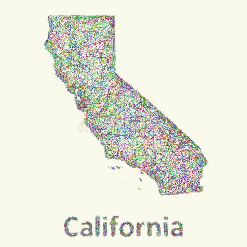 Línea Mapa De California Del Arte Ilustración del Vector - Ilustración ...