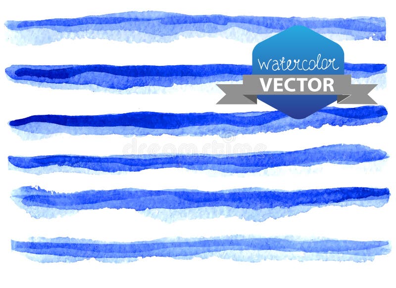 Líneas Azules Hermosas De La Acuarela Ilustración del Vector ...