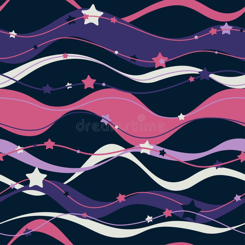 Líneas Onduladas Con Las Estrellas Modelo Inconsútil Del Vector ...