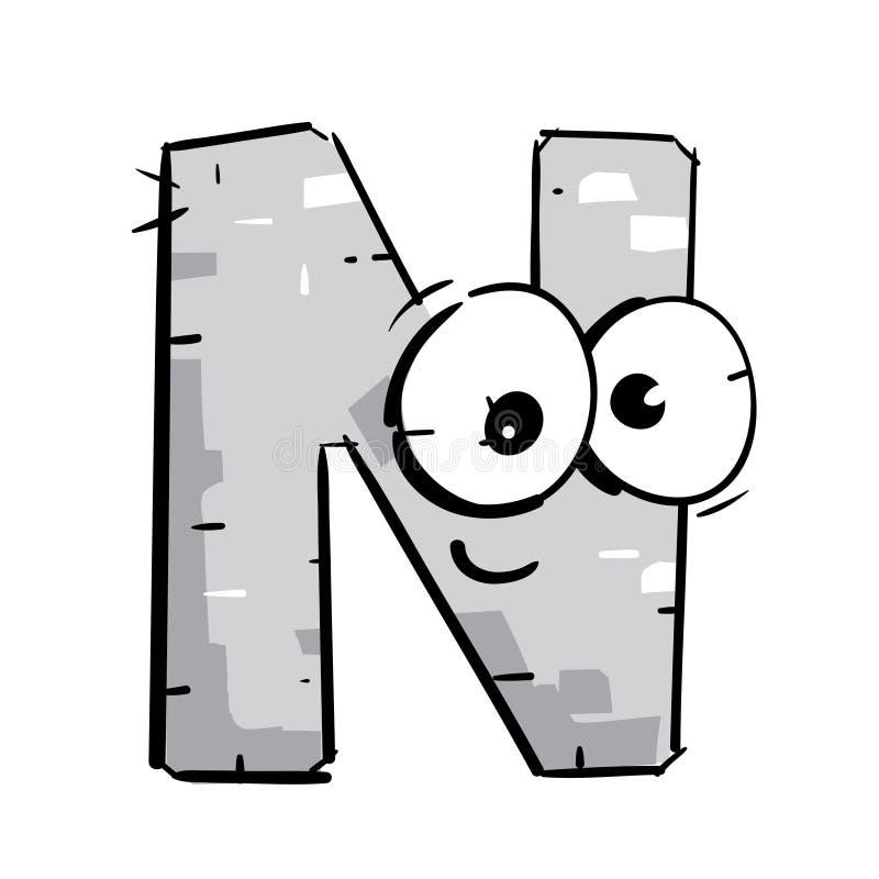 Cartoon Alphabet. Smiling Cute N Stock Vector - Illustration of ...