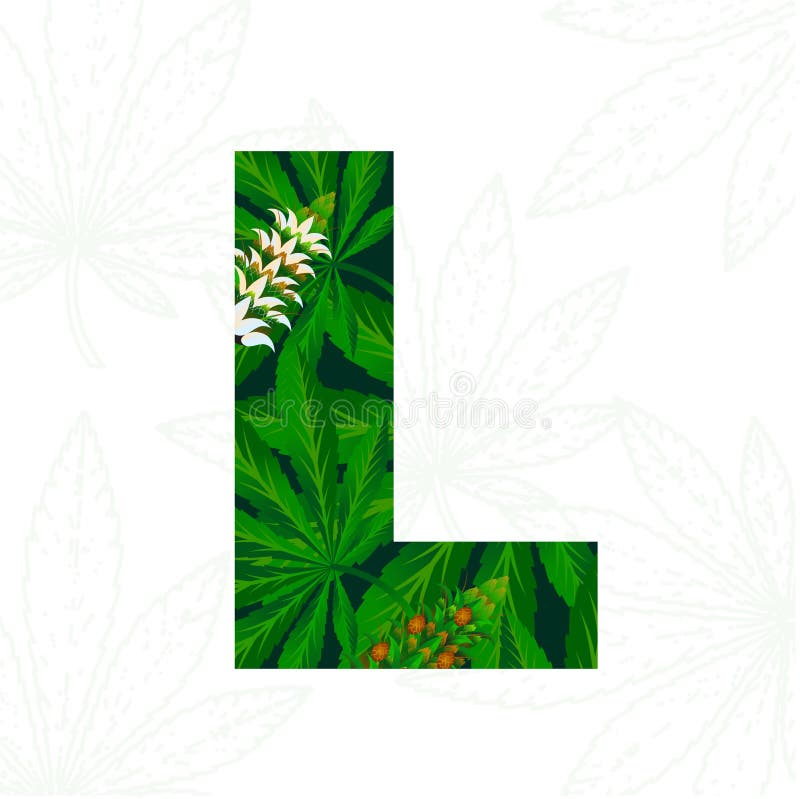 A Letter with Cannabis Leaf for Logo Design. Stock Vector ...