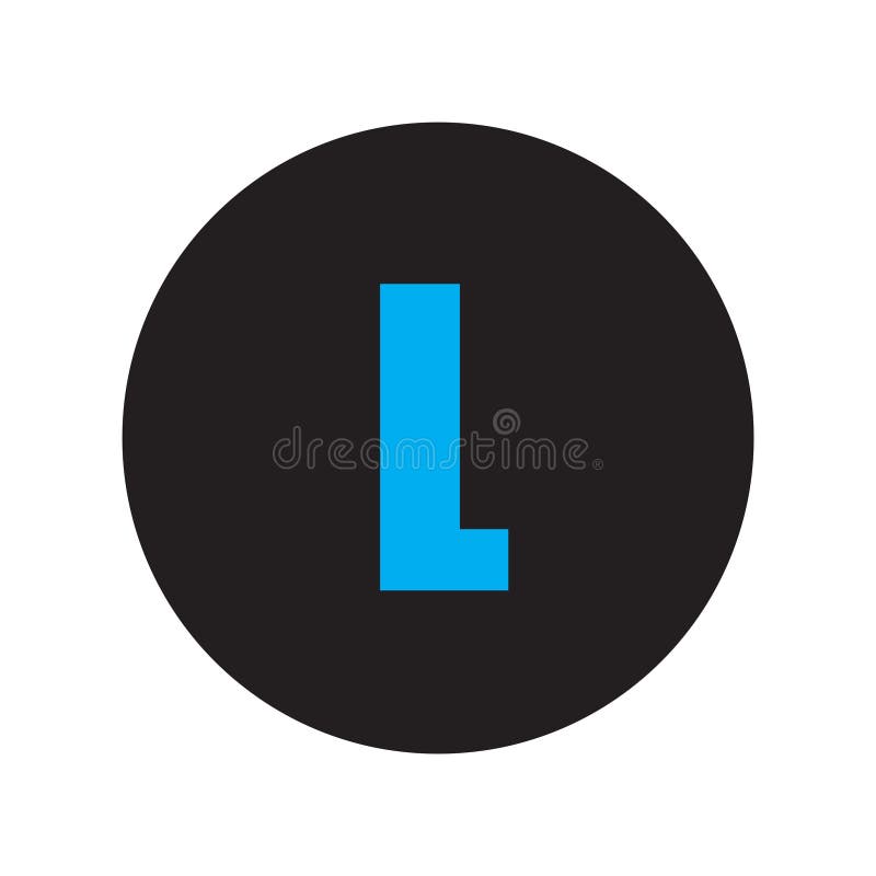 Letter L Logo Symbol with Blue Impact Font in Black Circle Stock Vector ...