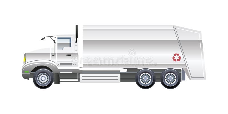 Garbage Trucks Cleaning and Recycling Service Vector Illustration Stock ...