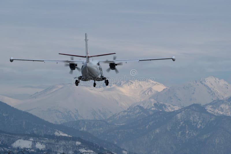 Twin-engine Short-range Transport Aircraft in the Sky. Stock Image ...