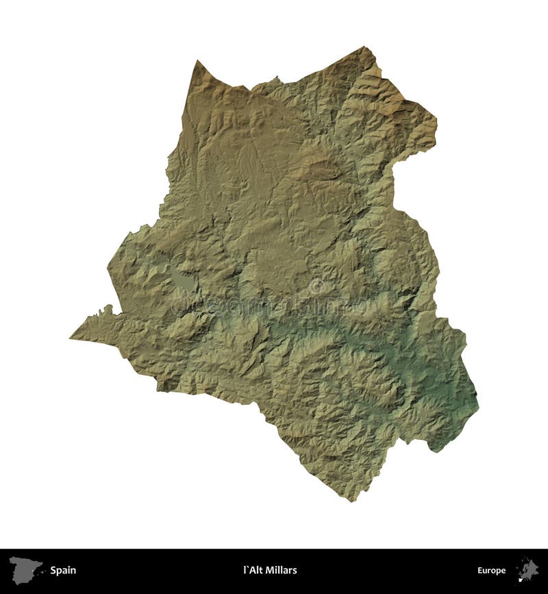 L Alt Millars, Spain, Isolated on White. Physical Stock Illustration ...