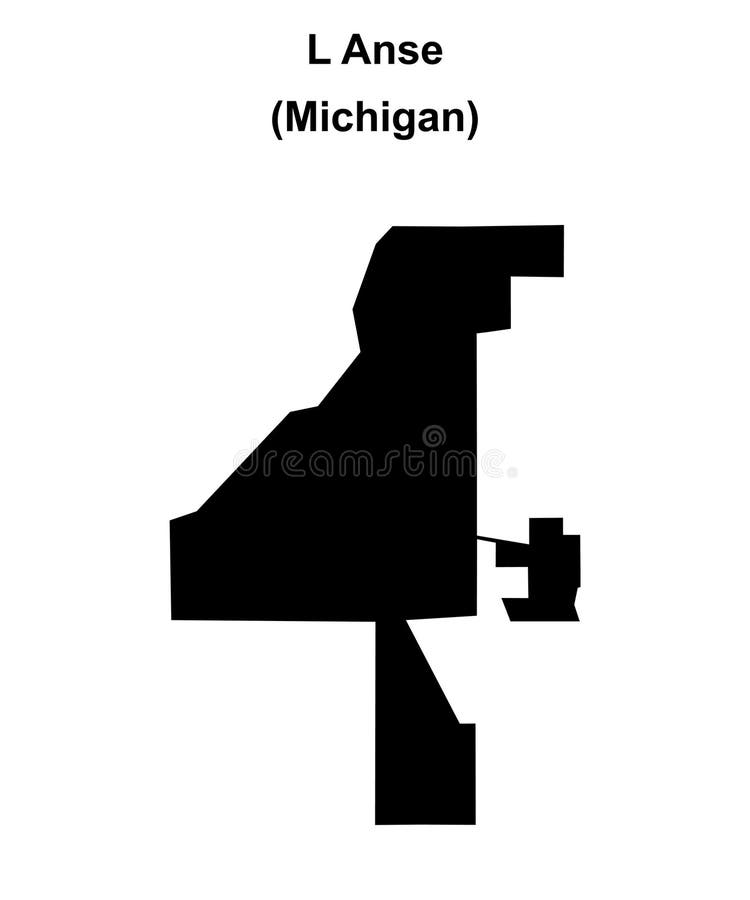 L Anse outline map stock illustration. Illustration of design - 387413851