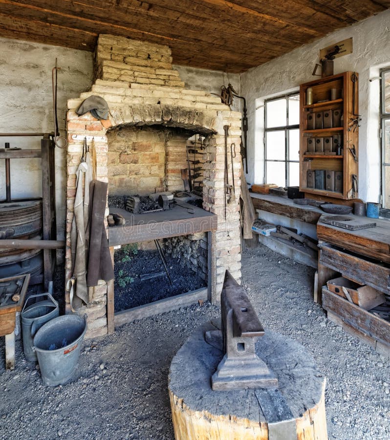 L'atelier Et La Forge Du Forgeron Image stock - Image du forge ...