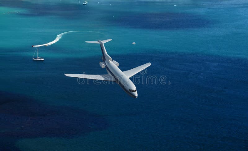 Vol De Nuit Au-dessus De La Mer Photo stock - Image du sécurité, magie ...