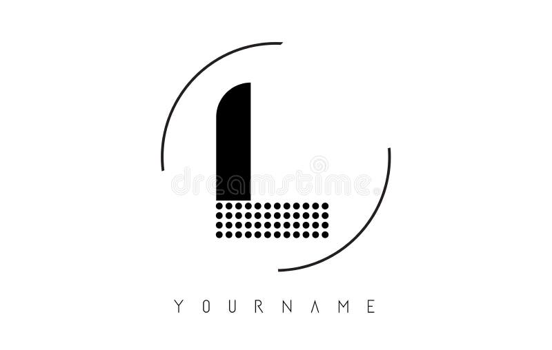 L Black Dotted Letter Logo with a Circular Rounded Frame Stock Vector ...
