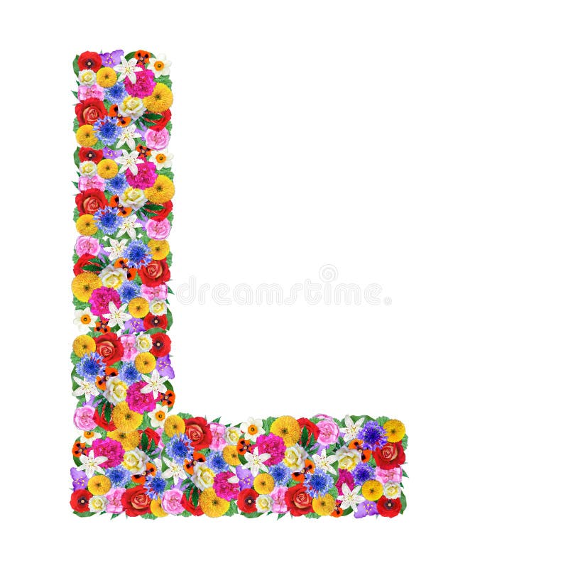 D, Buchstabe Des Alphabetes in Den Verschiedenen Blumen Stockbild ...